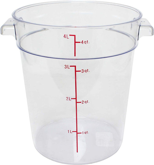 4 Quart Round Food Storage Container w/ Red Gradations