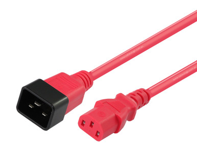 1M IEC C13 to IEC C20 Power Cable in Red - www.cablestogo.com.au