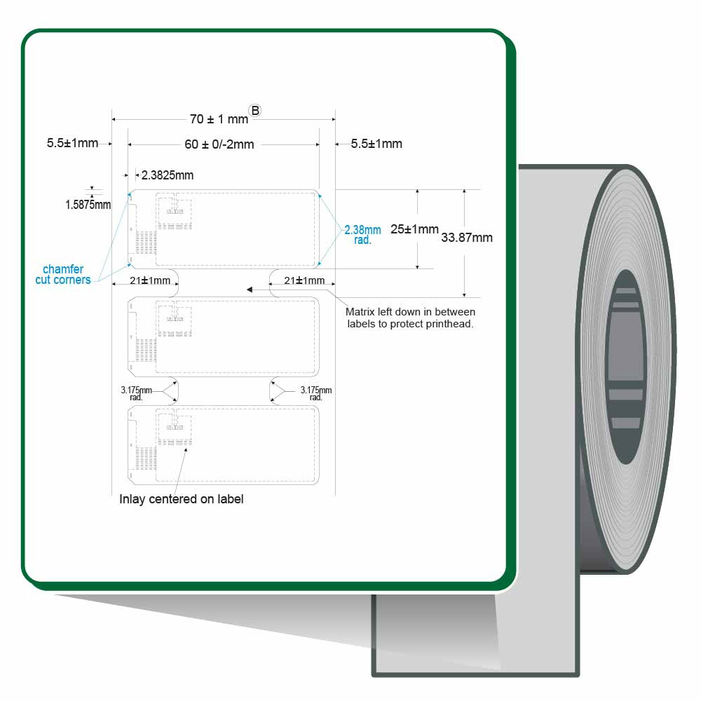 10026768 - Zebra 2.36" x 0.9844" Silverline Blade II RFID Label (Case)