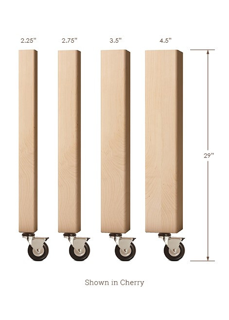 29" Parsons Square Wood Dining Table Leg w/ Caster Wheel | Shop Online