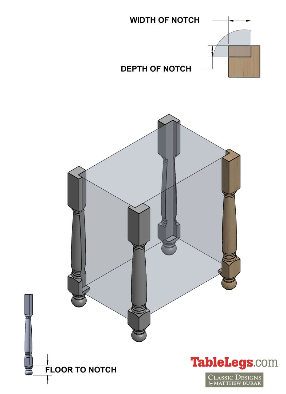 Notching for Shelf - TableLegs.com
