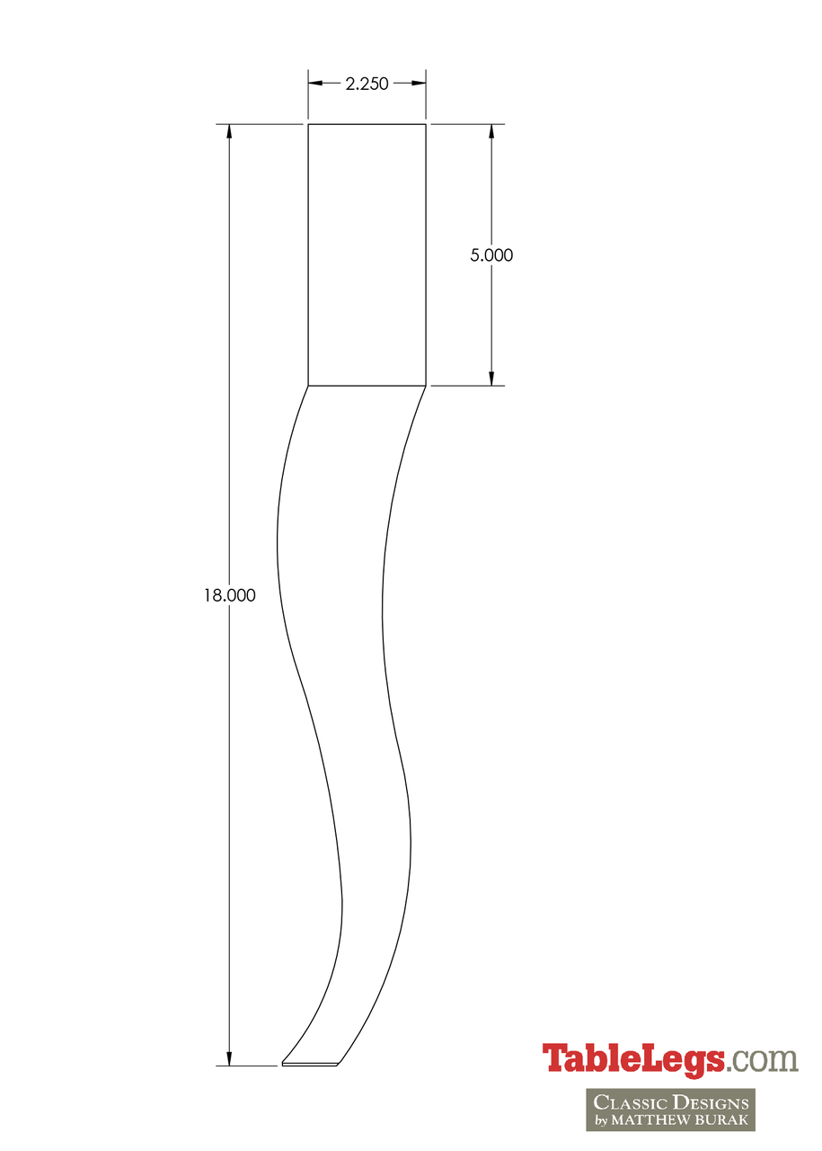 Cabriole Coffee Table Leg 18" - TableLegs.com