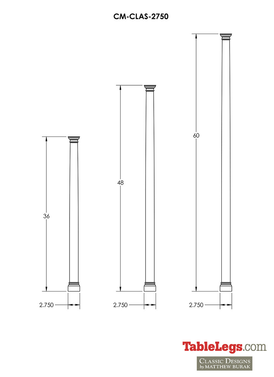 Architectural Doric Columns 2 3/4" Diameter - TableLegs.com