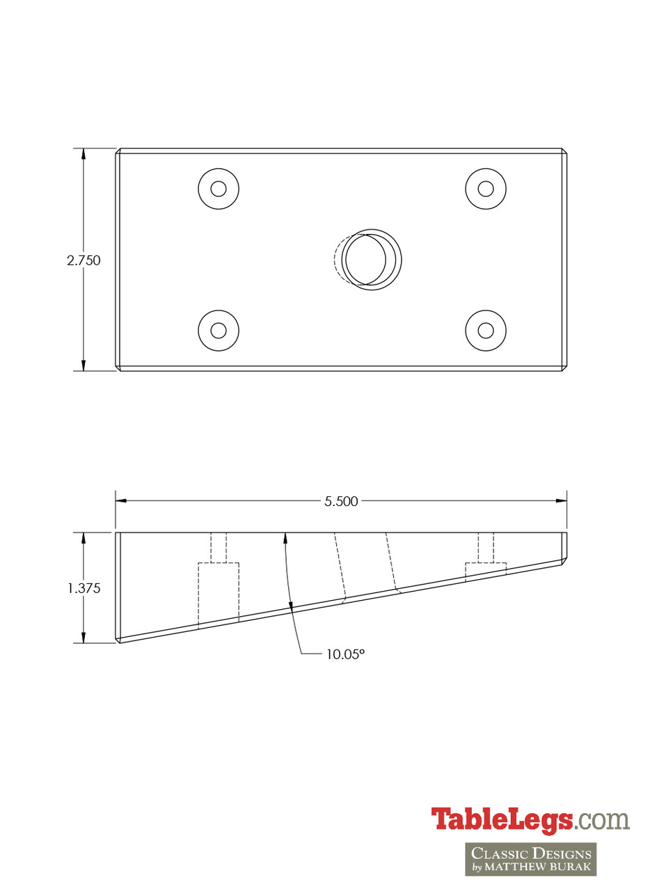 Single Angled Cleat | TableLegs.com™ | Shop Online