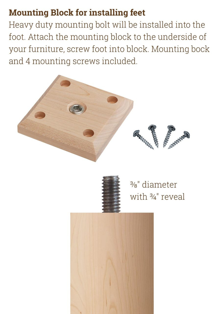 Round Wood Furniture Feet | 2 x 4" to 12" | Shop TableLegs.com™
