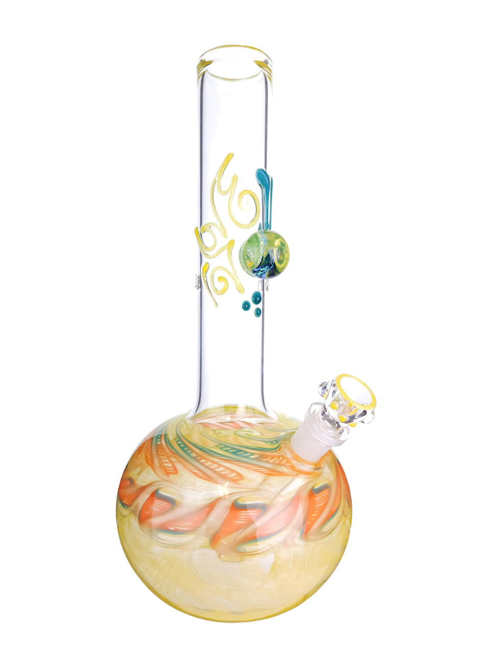 ED WOLFE - 12" Wrap n' Rake Bubble Bottom Bong - Yellow/Orange/Aqua ...