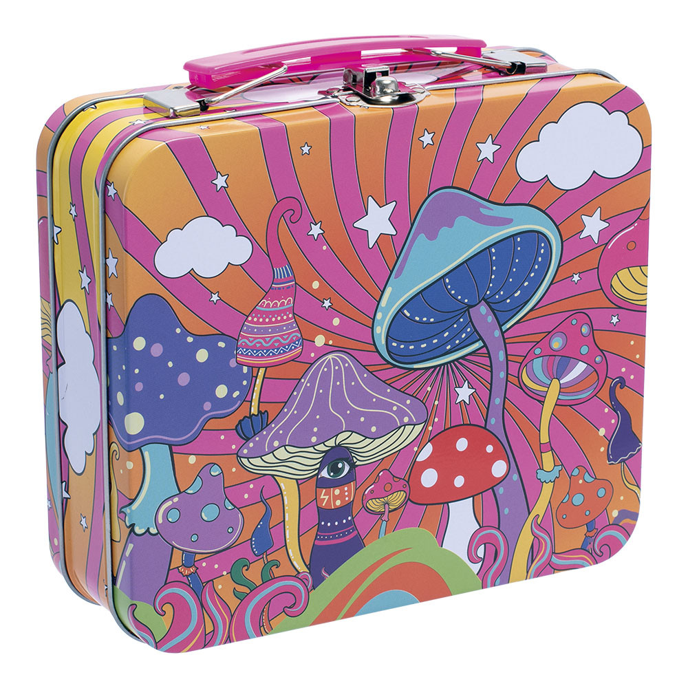 FUJIMA - Tin Stash Box / Mini Lunch Box - Dancing Mushrooms - The Dab Lab