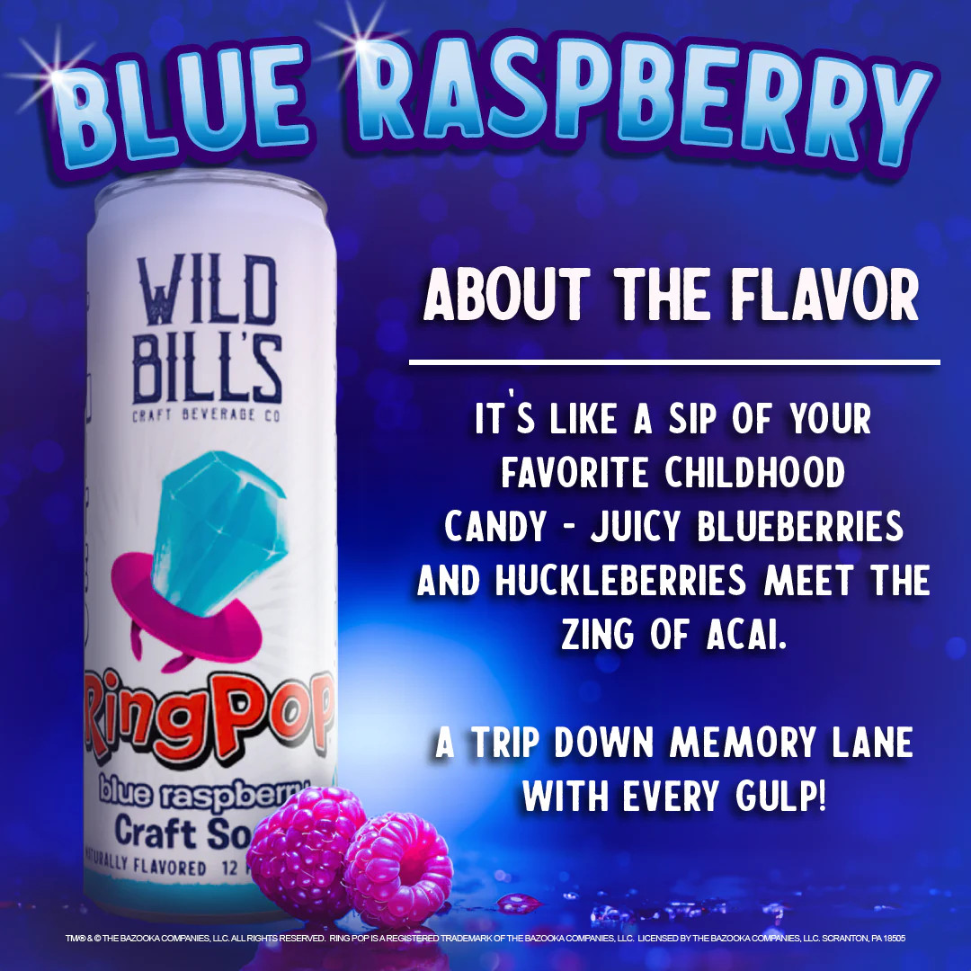 WILD BILL'S - Craft Sugar Cane Soda - Ring Pop Blue Raspberry (Limited ...