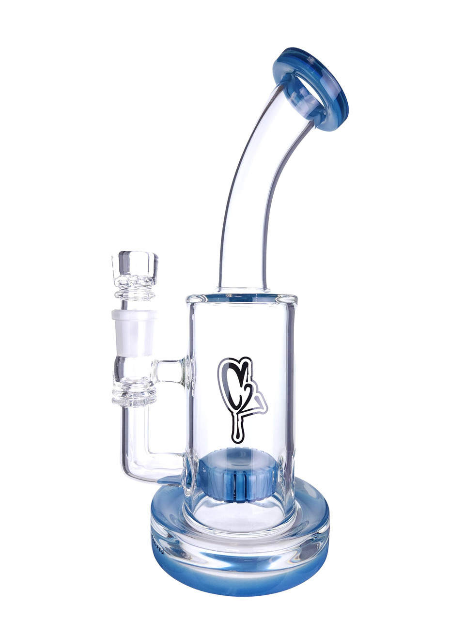 CUSTOM CREATIONS - Circ Perc Tube w/ 18mm Slide - Blue - The Dab Lab