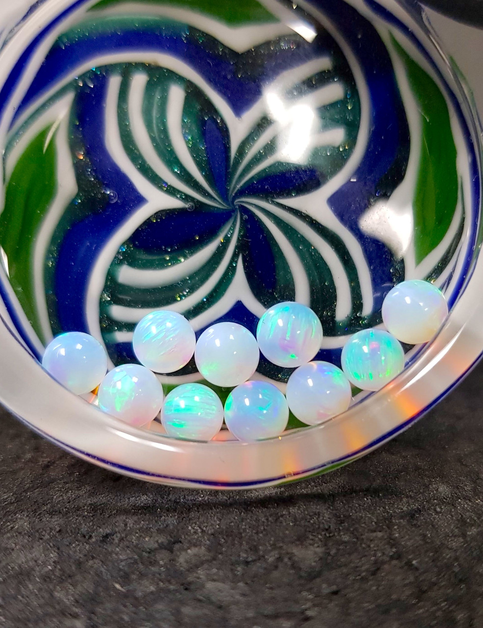 QUARTZ TECH - 5mm Opal Banger Beads / Dab Pearls - White / Green Fire ...