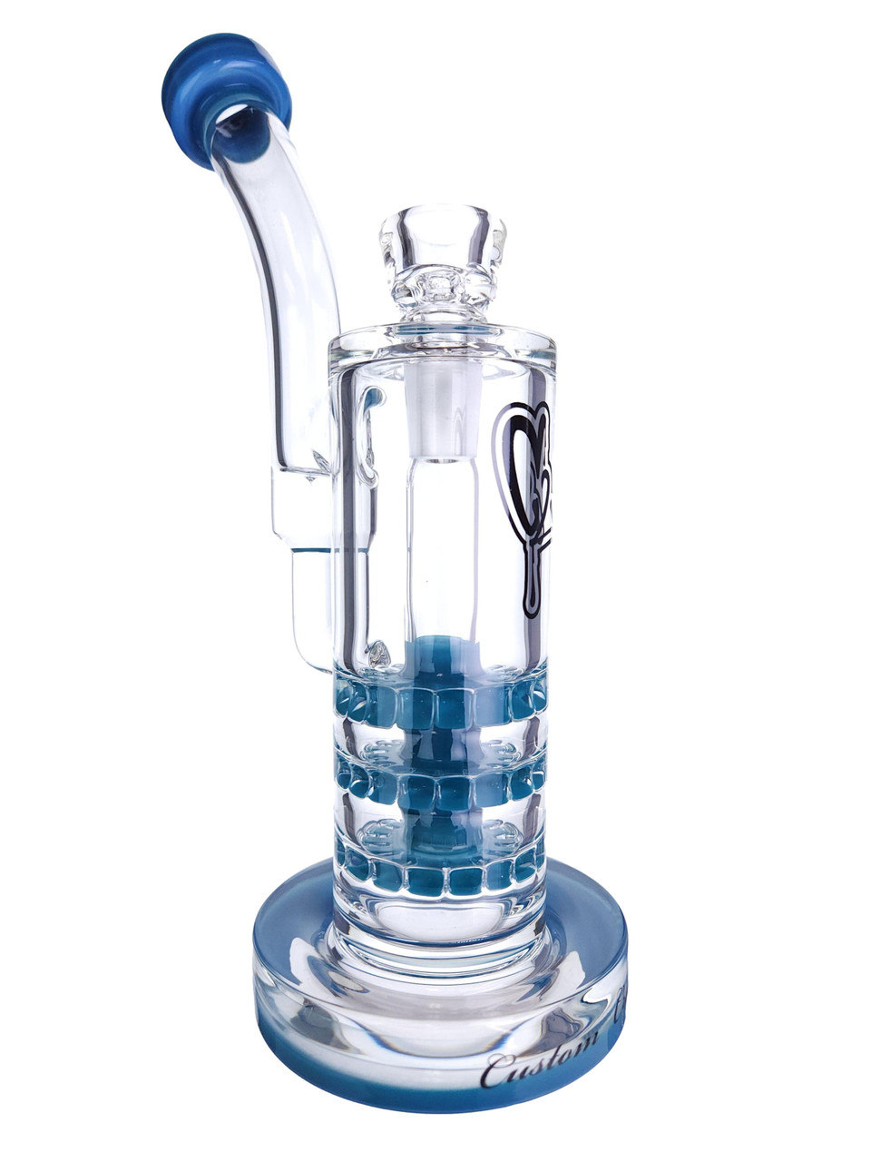 CUSTOM CREATIONS - Triple Ratchet Bubbler w/ 14mm Slide - Teal - The ...