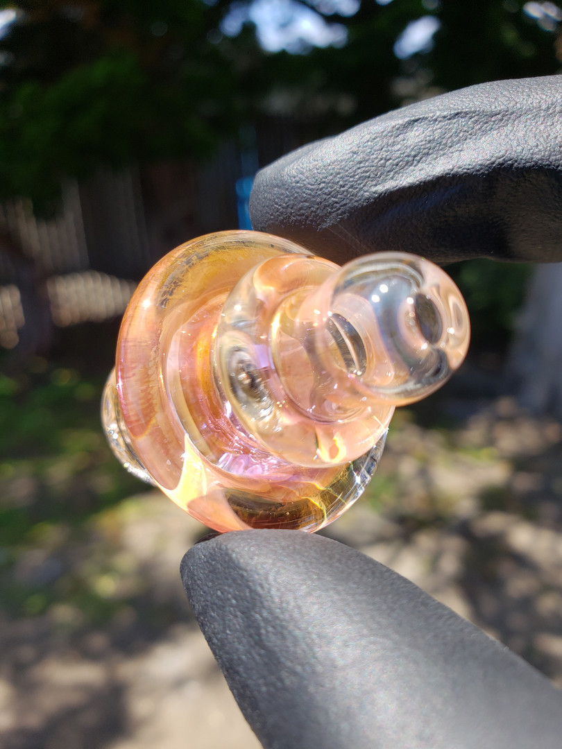 YETI DABS - Glass Spinner Carb Cap w/ Gold & Silver Fume - The Dab Lab