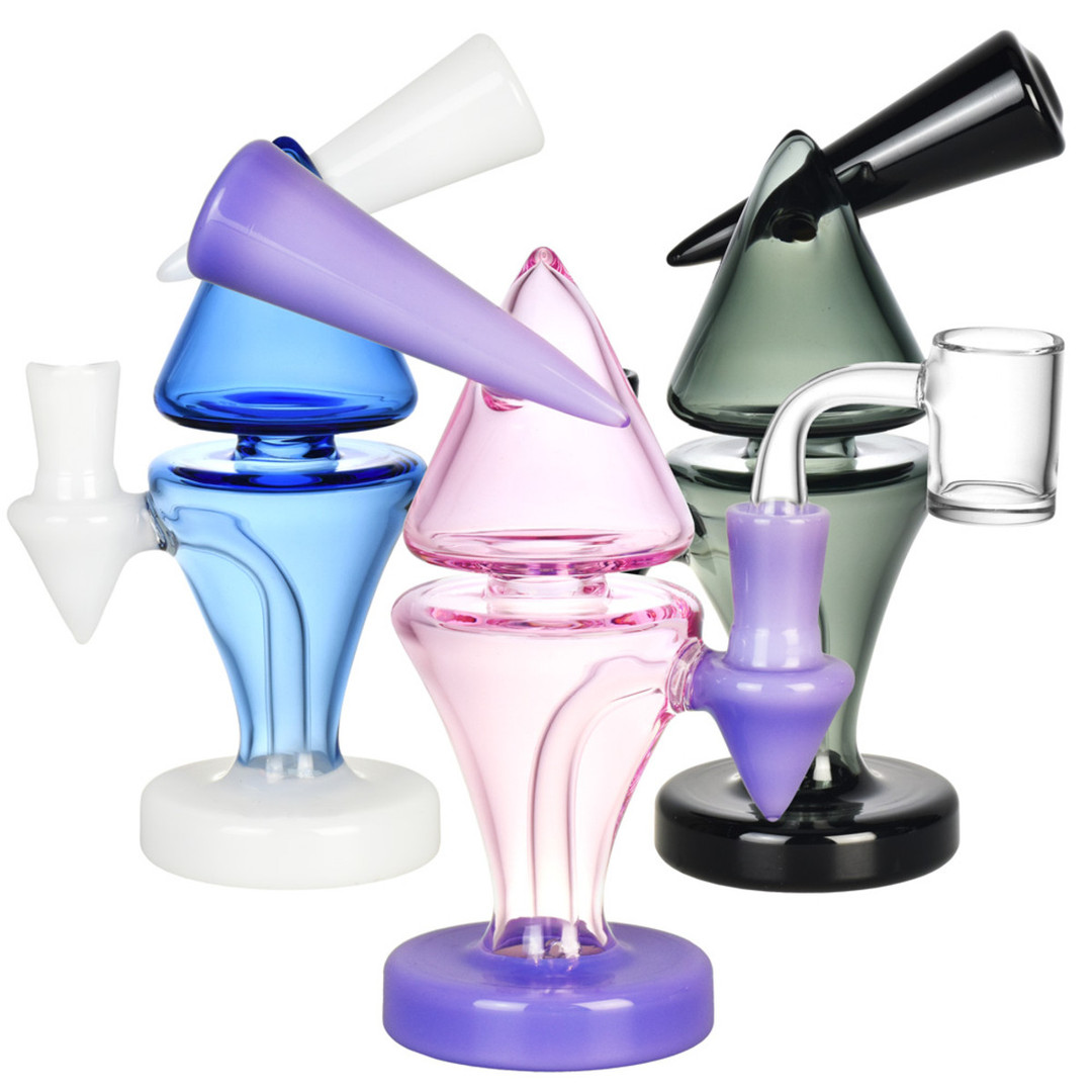 PULSAR - Cone Deco Dab Rig w/ 14mm Female Joint & Quartz Nail (Pick a ...