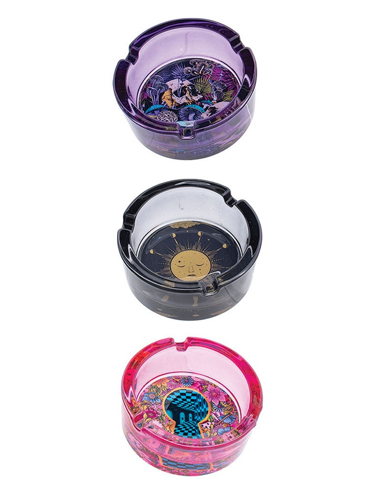 FUJIMA - Graphic Colored Glass Ash Tray (Pick a Design) - The Dab Lab