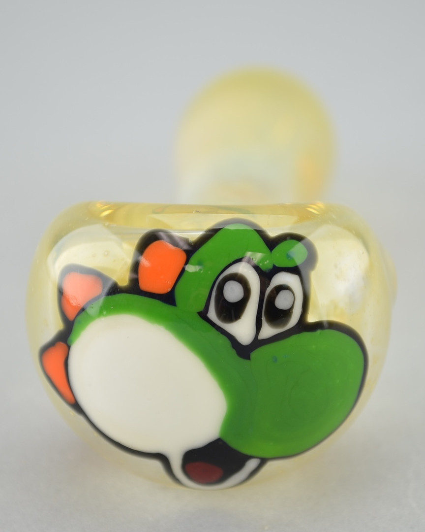 WINDSTAR - Fumed Glass Spoon Pipe w/ Glass Drawing - Yoshi - The Dab Lab