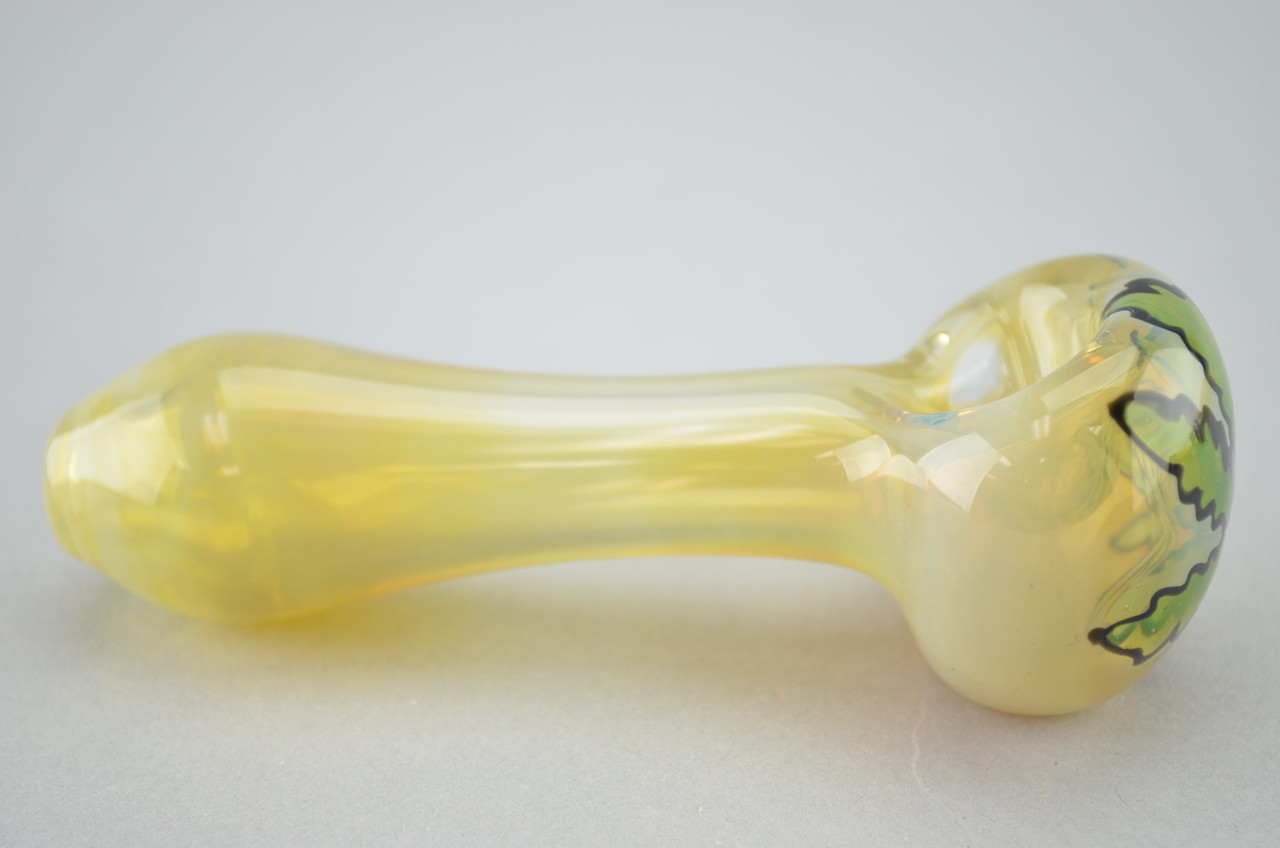WINDSTAR - Fumed Glass Spoon Pipe w/ Glass Drawing - Weed Leaf - The ...