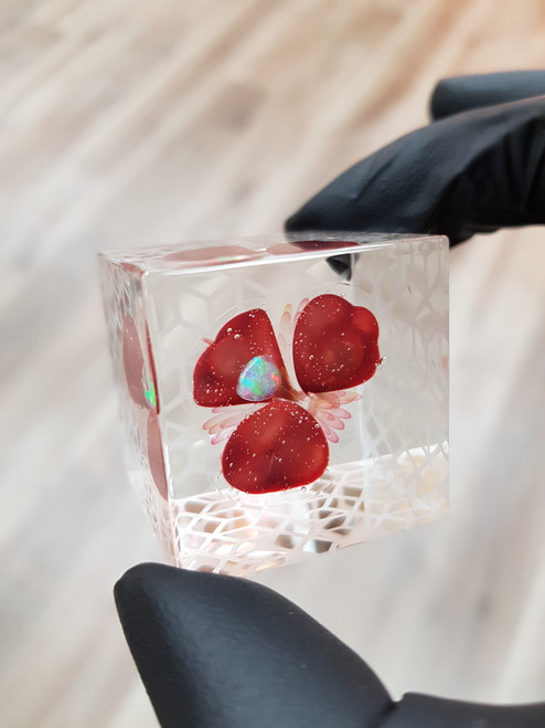 HEFE - Glass Art "Cube" Paperweight - #1 - The Dab Lab