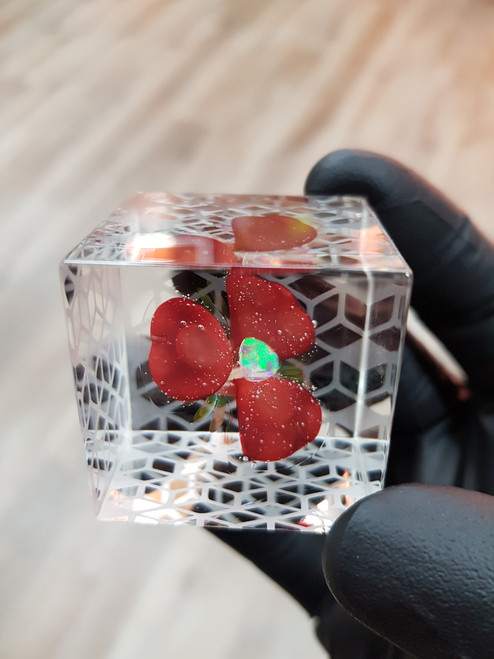 HEFE - Glass Art "Cube" Paperweight - #1 - The Dab Lab