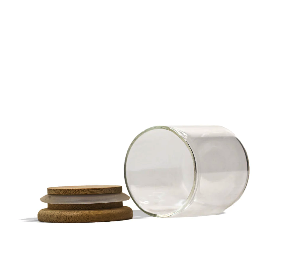 BAMBOO WOODS - Glass Nug Jar w/ Bamboo Top & Silicone Seal - The Dab Lab