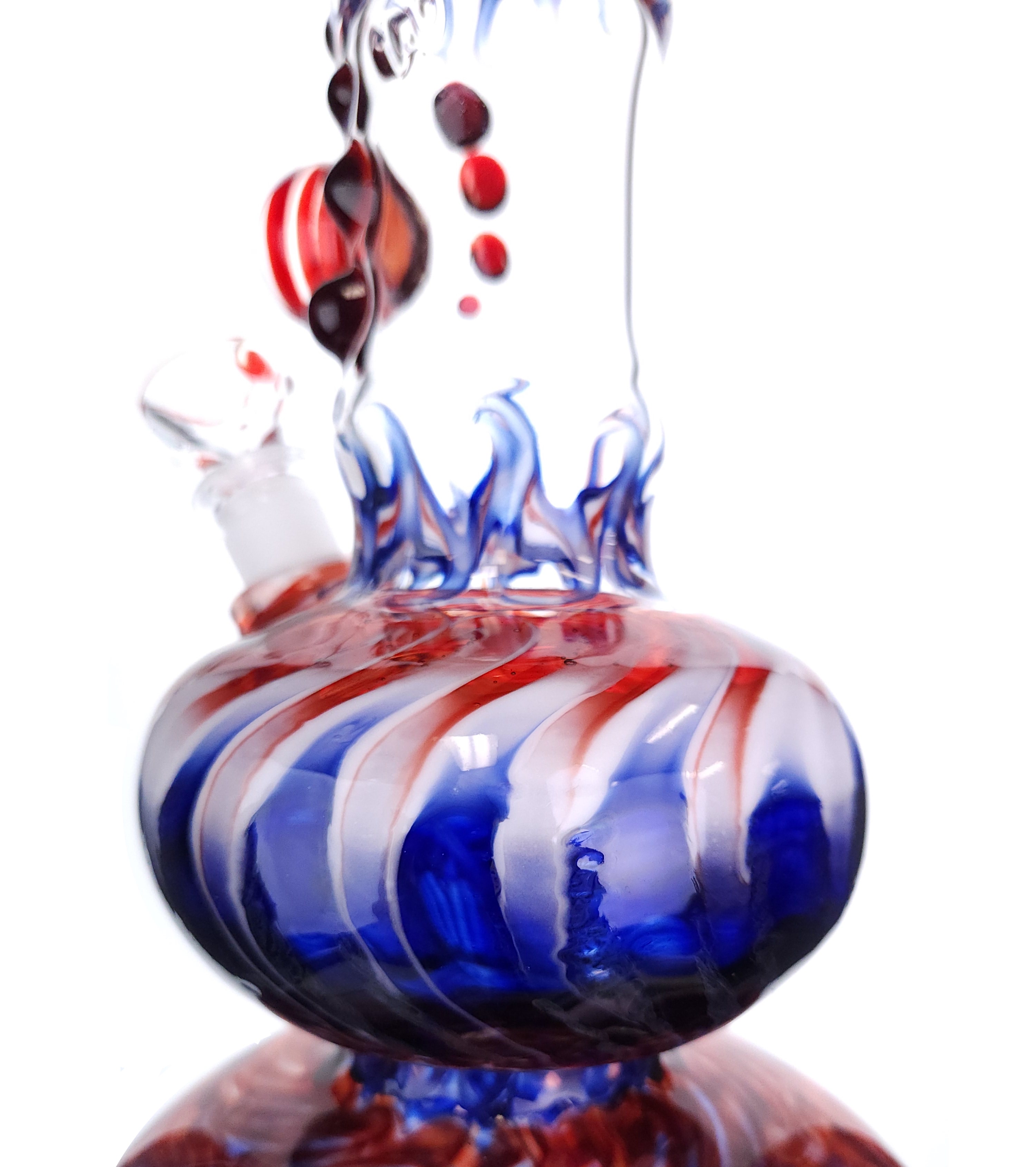 ED WOLFE - 15" Fully Worked Wrap n' Rake Double Bubble Bottom Bong w ...