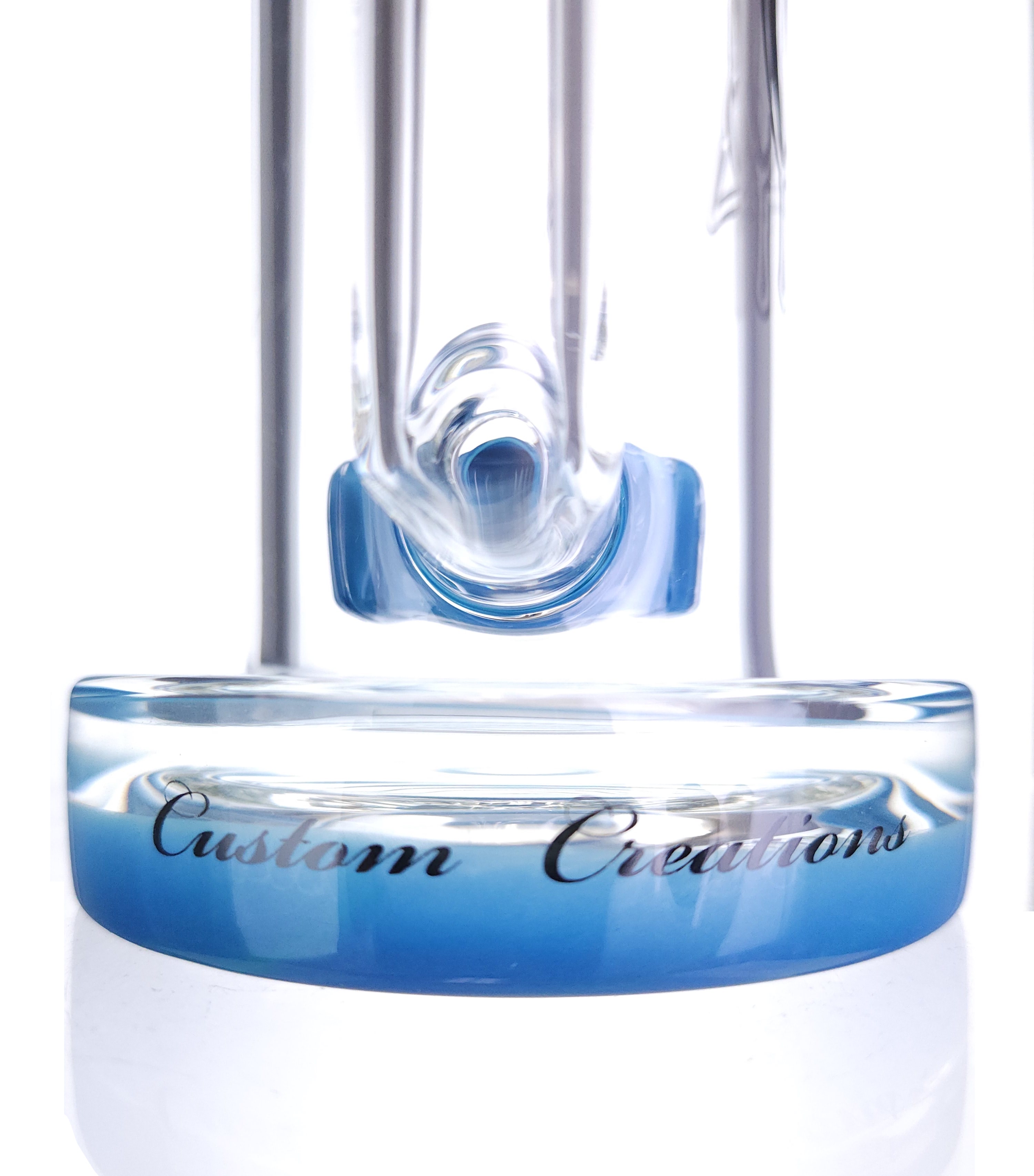 CUSTOM CREATIONS - Circ Perc Tube w/ 18mm Slide - Blue - The Dab Lab