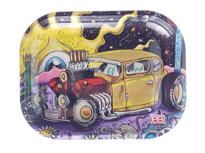 DUNKEES - Metal Rolling Tray (5.5" x 7") - Yellow Hot Rod - The Dab Lab
