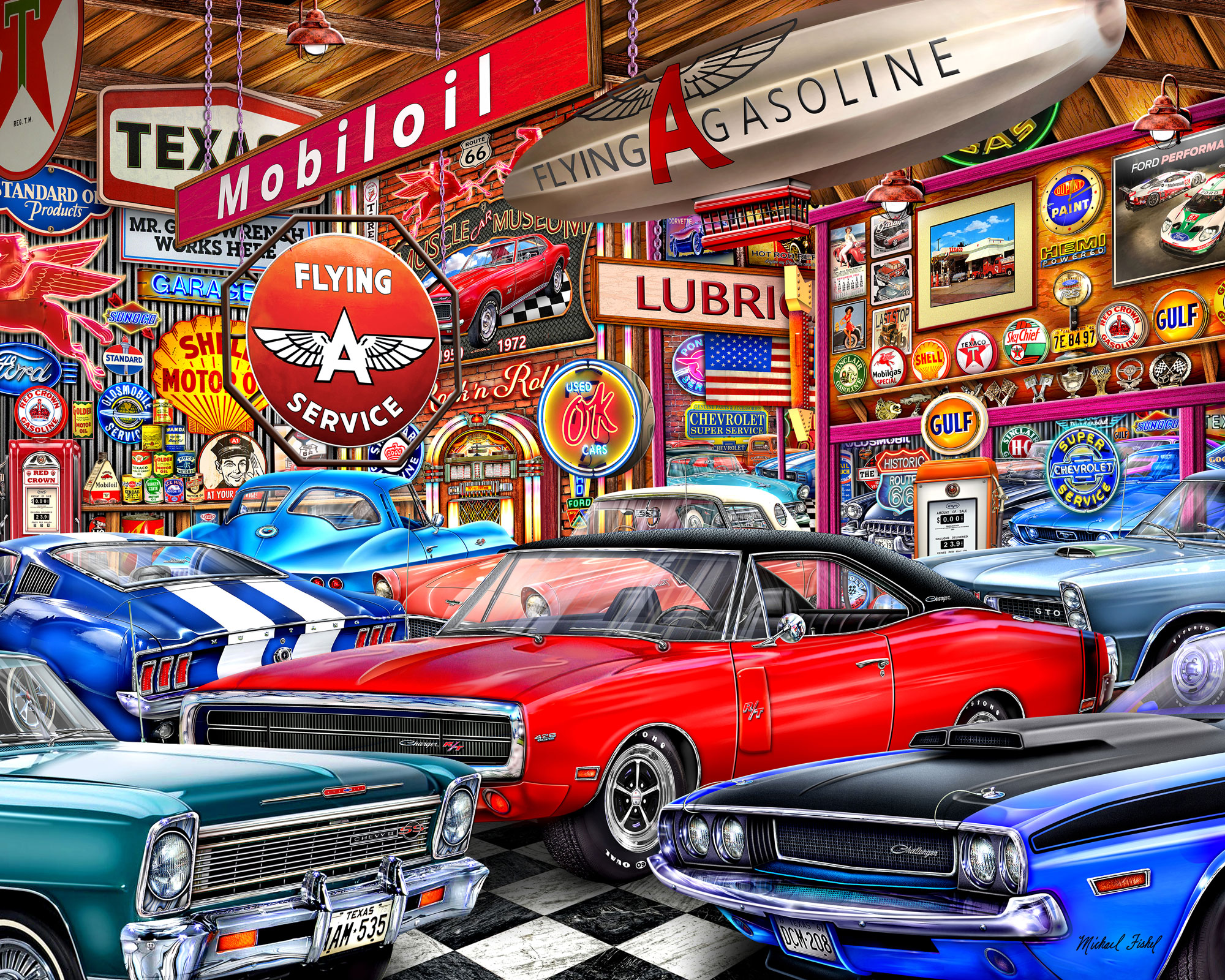 Muscle Car Museum 1000 Piece Jigsaw Puzzle