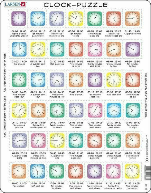 Clock 42 Piece Children's Educational Jigsaw Puzzle By Larsen