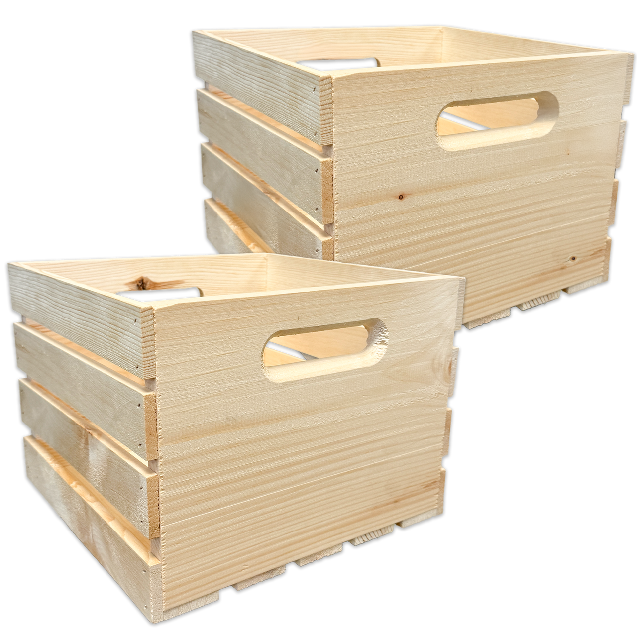 Pine Handle Cube Crate (2 Pack) - Birch Logs