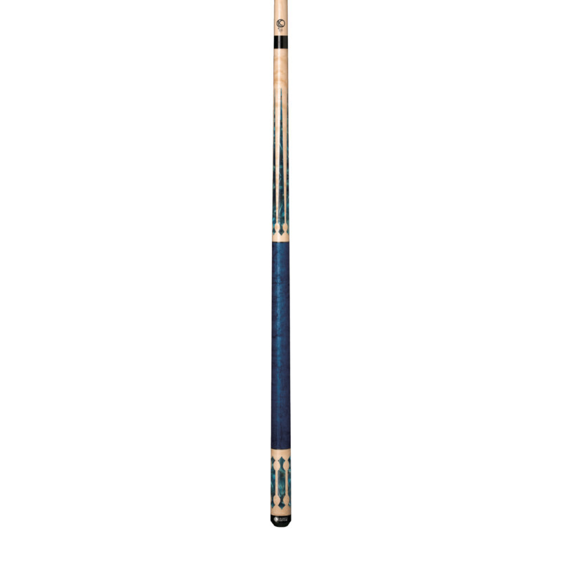 LZC22 Cue | Natural & Blue Curly Maple w/blue & gold inlays