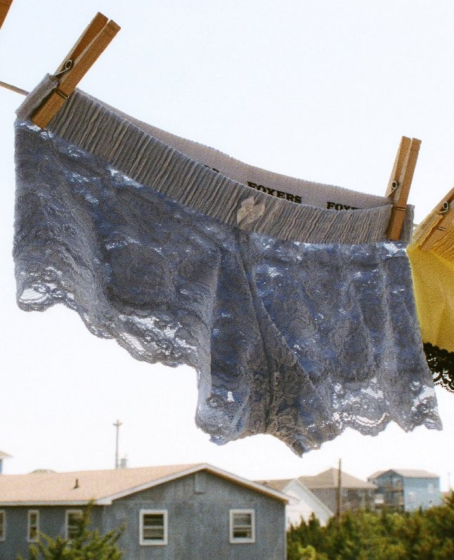 Light Blue Stripe over Light Blue Lace Boxers