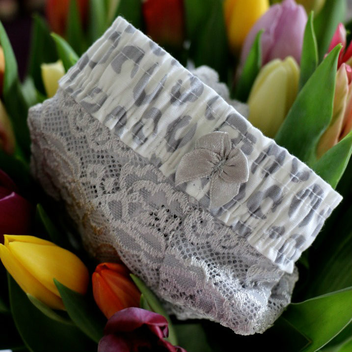 Women's Silver Lace Boxers with Leopard Band