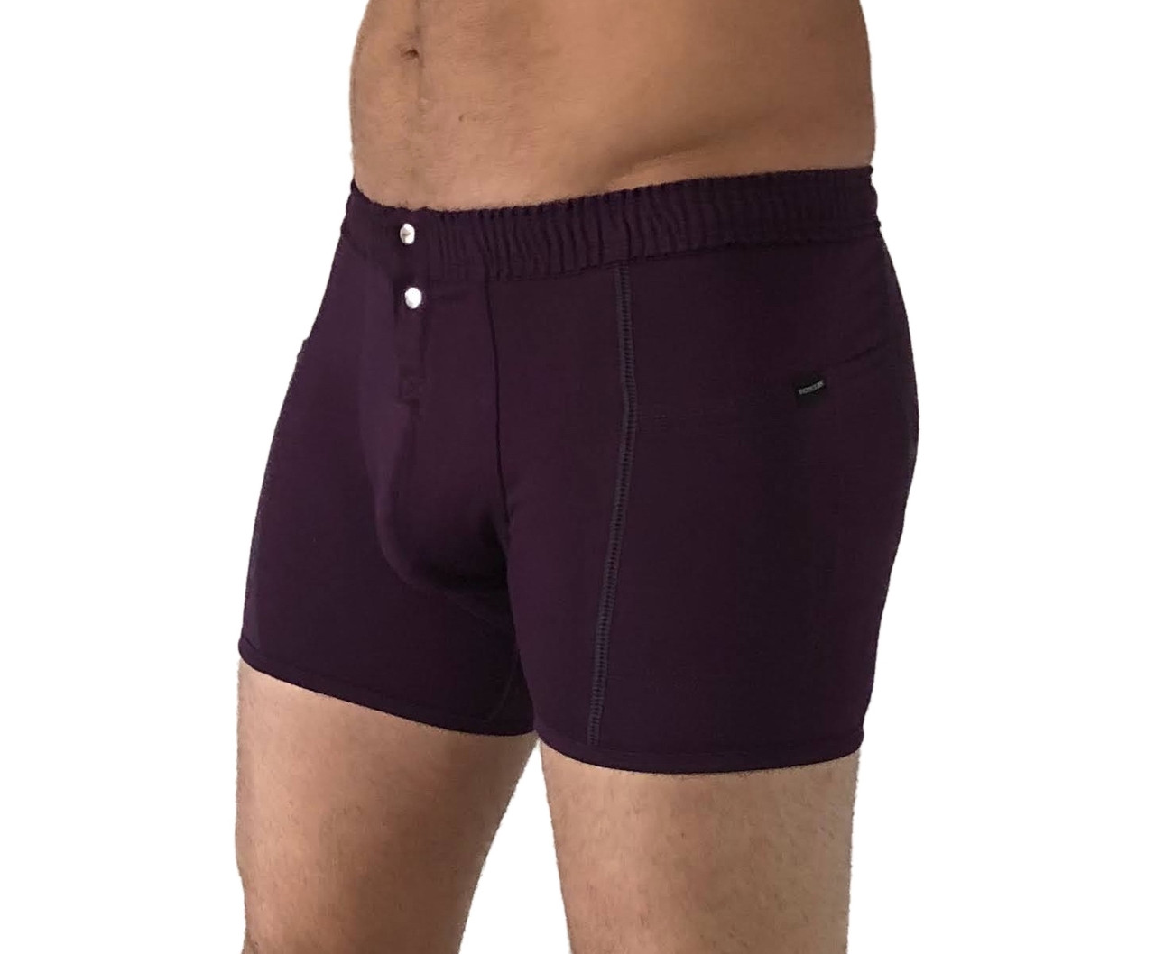 Sporty Men's Plum Purple Boxer Brief with Athletic Scrunch Waistband