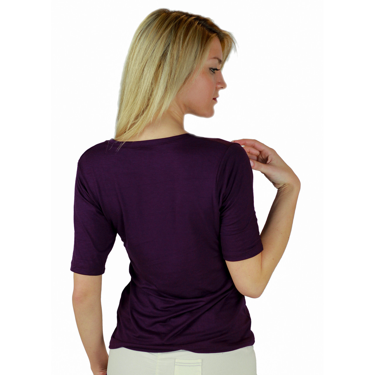 Plum Perfect Deep V Tshirt | Plunging Neckline Top | FOXERS