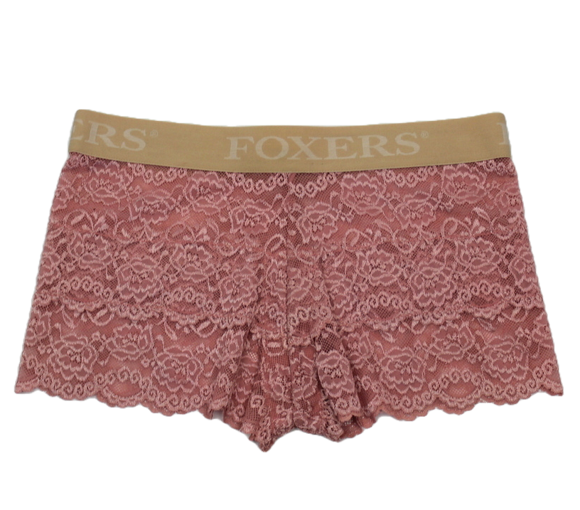 French Rose Lace Boxers with Nude Logo