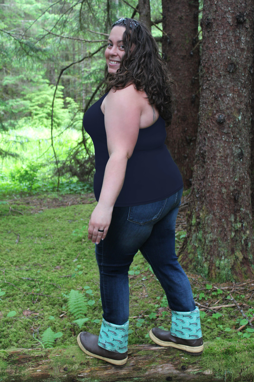 Usa Made Midnight Navy Racerback With Built In Shelf Bra
