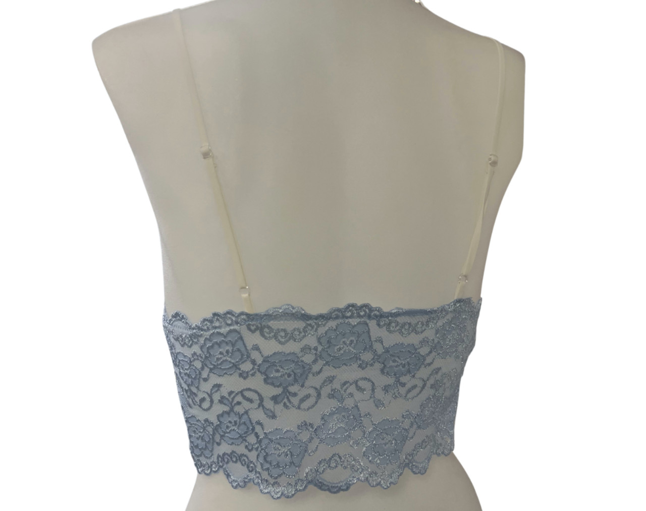Light Blue Lace Camisole with adj Off White straps - FOXERS