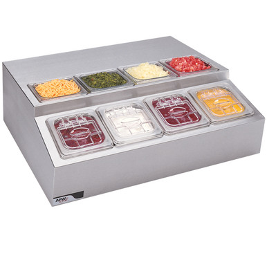 APW Wyott RTR-8 Refrigerated Countertop Topping Rail with (8) 1/6 Size ...