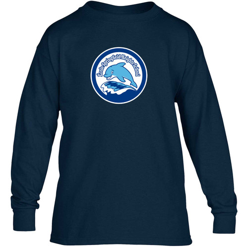 ESH Youth Heavy Cotton Long Sleeve T-Shirt - Navy (Student) | SchoolWear.ca