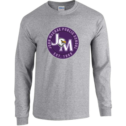 JNM Gildan Heavy Cotton Adult Long Sleeve T-Shirt - Sport Grey (Design ...