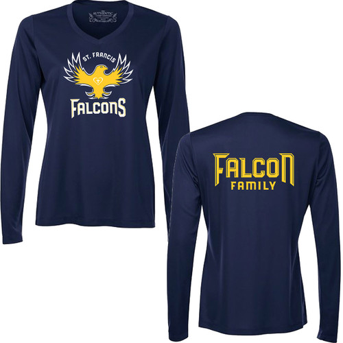 FAS Women's Pro team long sleeve v-neck t shirt - Navy | SchoolWear.ca
