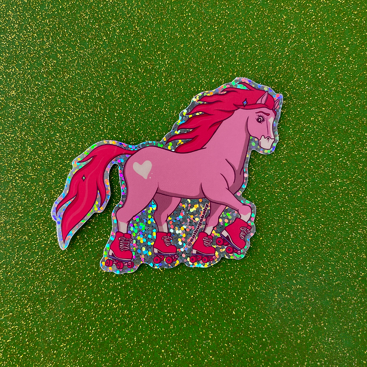 Roller Skating Pony Glitter Sticker