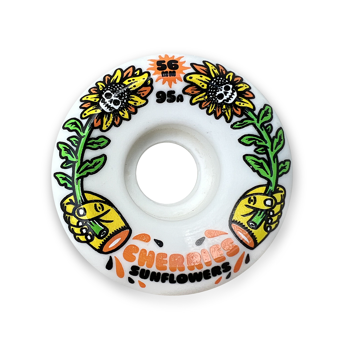 Cherries Sunflowers Skate Park Wheels (95A, 56mm, 4-Pack)