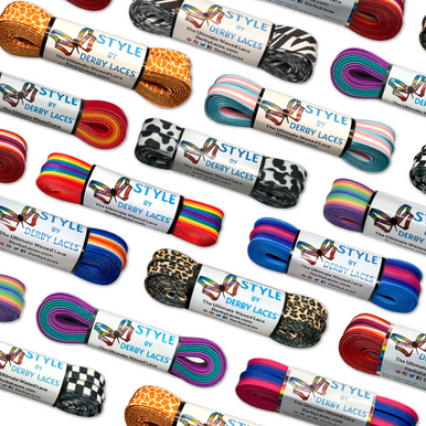 Style Roller Skate Laces by DerbyLaces - All Patterns (72, 96 or 108 inch)