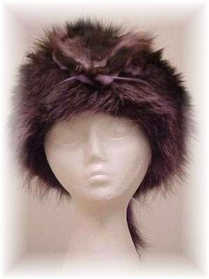 Dyed Blue Raccoon "Daniel Boone" Fur Hat with Face - furoutlet - fur ...