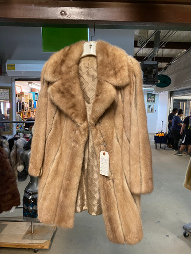 Vintage Mahogany Real Mink & leather Design, missing Belt, Hook and eye ...