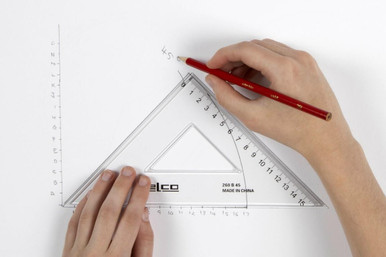 Celco 45 Degree Set Squares 26cm Clear : 0307500 | The Stationery Store