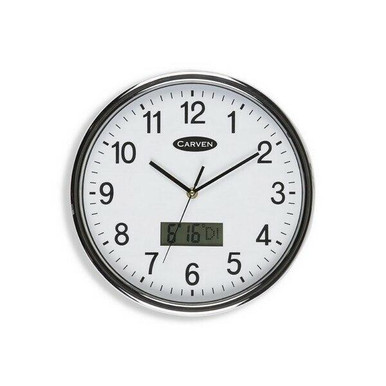 Carven Clock 285mm Silver Rim With Lcd Date : CL285SLCD | The ...
