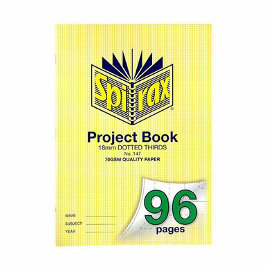 Spirax 147 Project Book A4 96 Page 18mm Dotted Thirds X CARTON of 10 : ...
