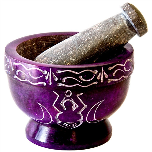 Purple Soapstone Earth Goddess Mortar and Pestle 3 1/2" D, 2.5" H ...